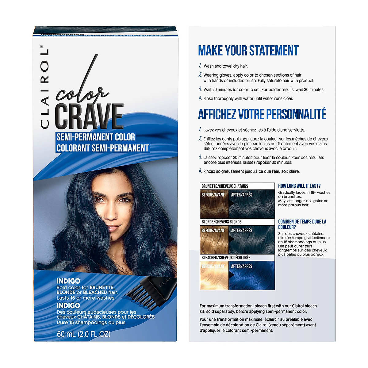 Clairol Color Crave Semi-Permanent Hair Dye, Indigo Hair Color, 1 Count