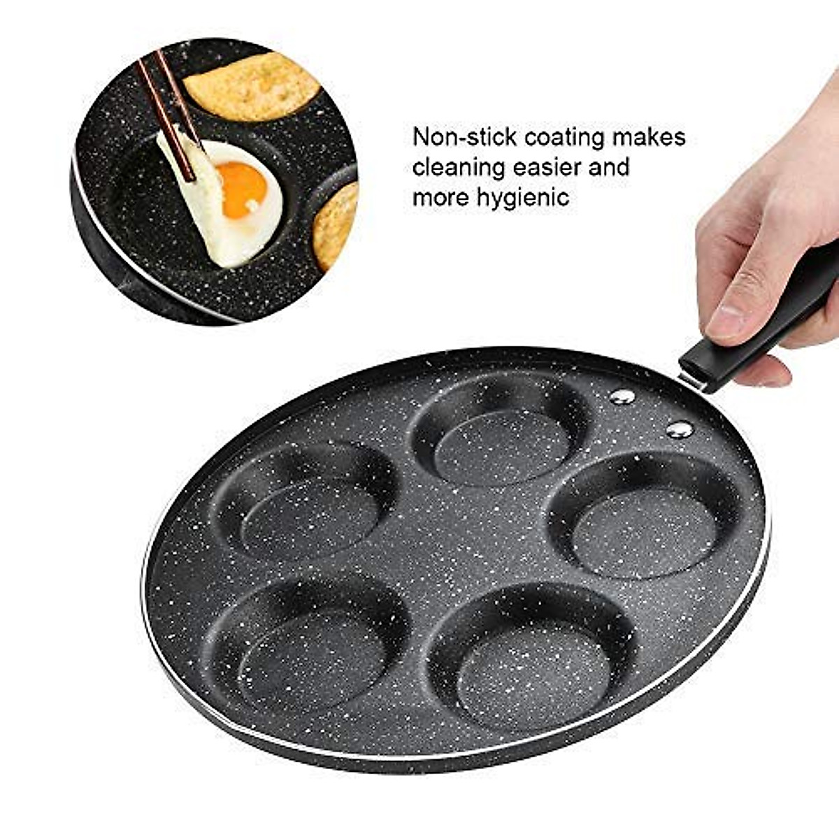 Fdit Nonstick Frying Pan, Aluminum Material, 5 Round-Hole Design, Suitable for Breakfast and Omelette Cooking