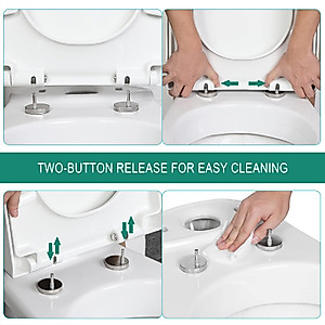 DFEDHF Square Toilet Seat Soft Close, Top Fixing, Quick Release for Easy Cleaning, Adjustable Hinges, Easyto Install, PP Toilet Lid Square, White,06A (06A)