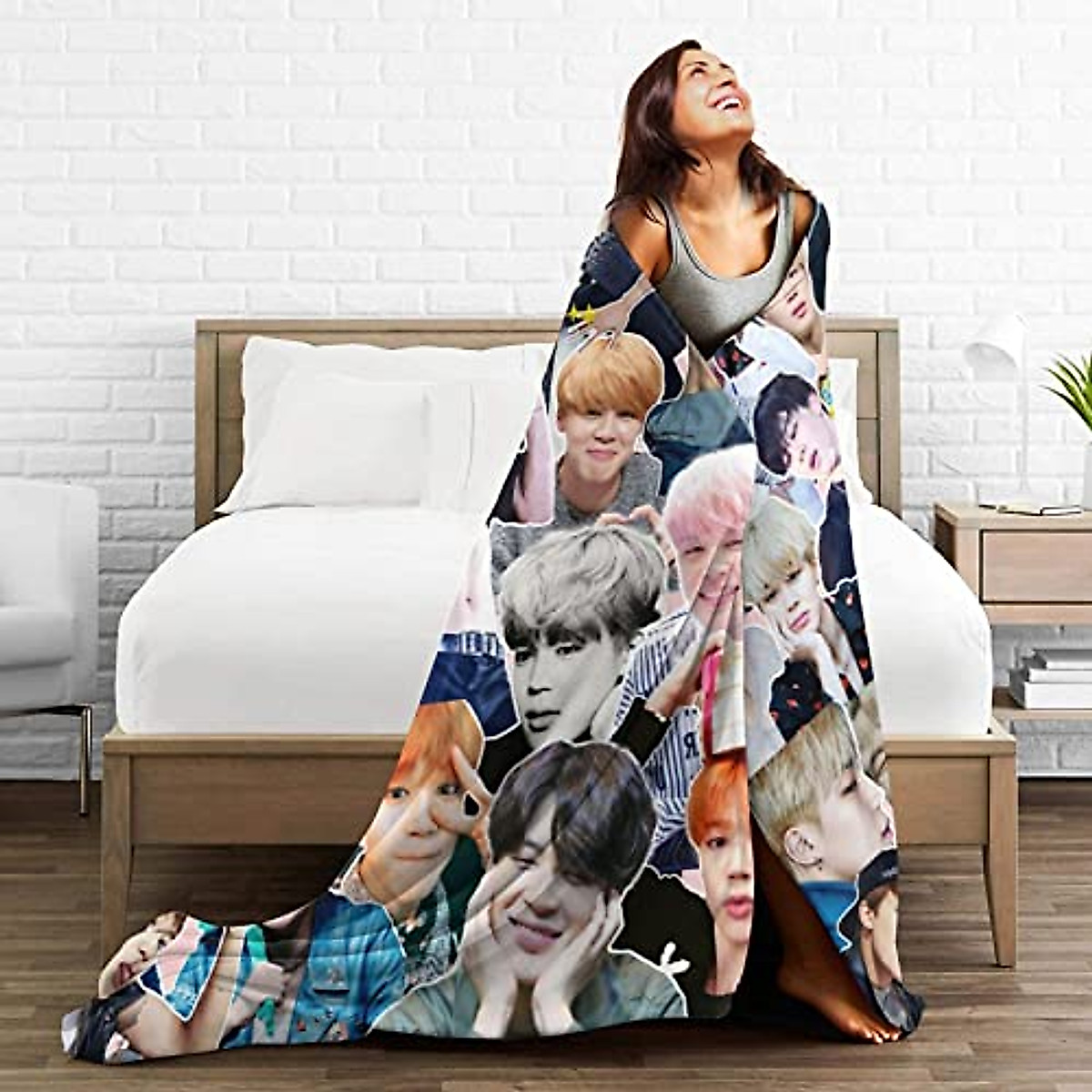 Blanket Jimin Soft and Comfortable Warm Fleece Blanket for Sofa,Office Bed car Camp Couch Cozy Plush Throw Blankets Beach Blankets