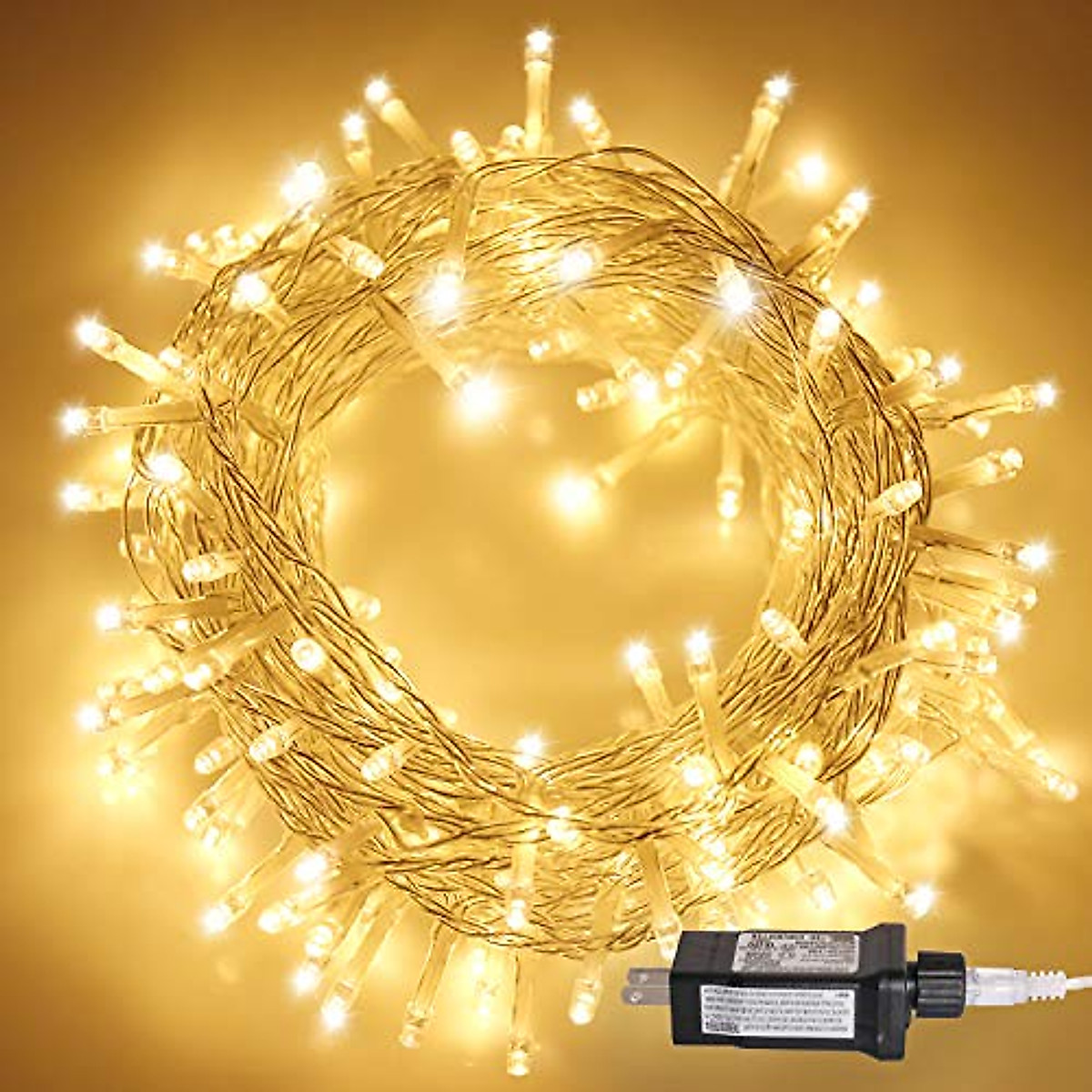 Aluan Christmas Lights Extendable Fairy String Lights 100 LED 33ft+10ft 8 Modes Waterproof Plug in Icicle Lights for Party Wedding Christmas Tree, Window Curtain Patio Decoration