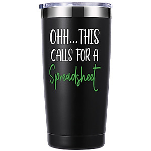 momocici Accountant Gifts.OHH.This Calls for a Spreadsheet 20 OZ Tumbler.Funny Spreadsheet Travel Mug Gift for Accounting Boss Coworker CPA Nerd Men Women(Black)