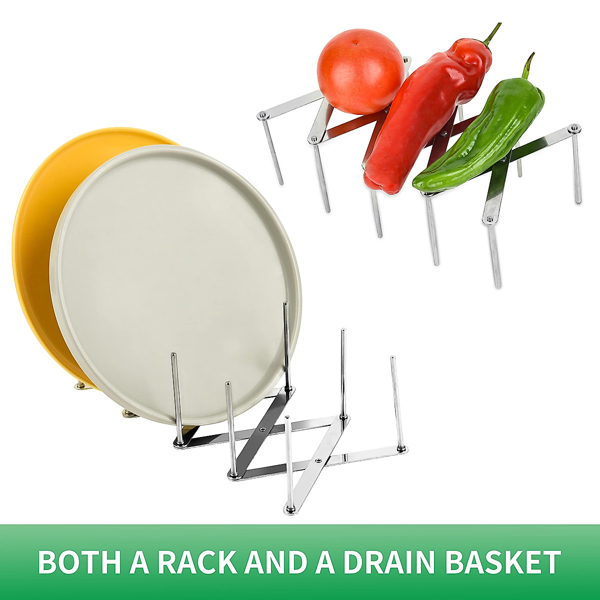 Dish Drying Rack Lid Glass Expandable Collapsible Compact Space Saving Plate Holder Stand Organizer Storage Stainless Steel Small large Dish Bottle Adjustable Rack For Cabinet Counter RV Sink