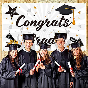 WATINC Graduation Background Banner 78" x 45" XtraLarge Backdrops Congrats Grad Congratulations I Am Done Diploma Way To Go Party Decorations Supplies for Indoor Outdoor Photo Booth Props