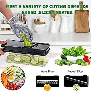 Vegetable Chopper, KATHSI Food Choppers Onion Chopper Vegetable Slicer Cutter Dicer Veggie chopper with Container,8 Blades, Black