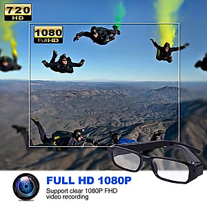 Schenke Spy Camera Glasses with Video Outdoor Sports Camera 1080P Video Camera Glasses Portable Wearable Eye Glasses for Outdoor Sports Climbing Driving,Riding,Motorcycle