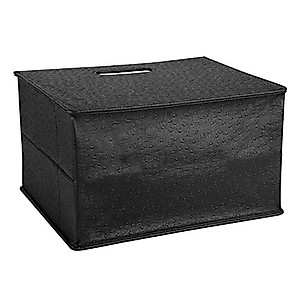 HofferRuffer Magazine Basket Holder, Foldable Magazine Rack, Document File Holder Organizer, File Folder, Newspaper Storage Bin Organizer for Home or Office(Black)