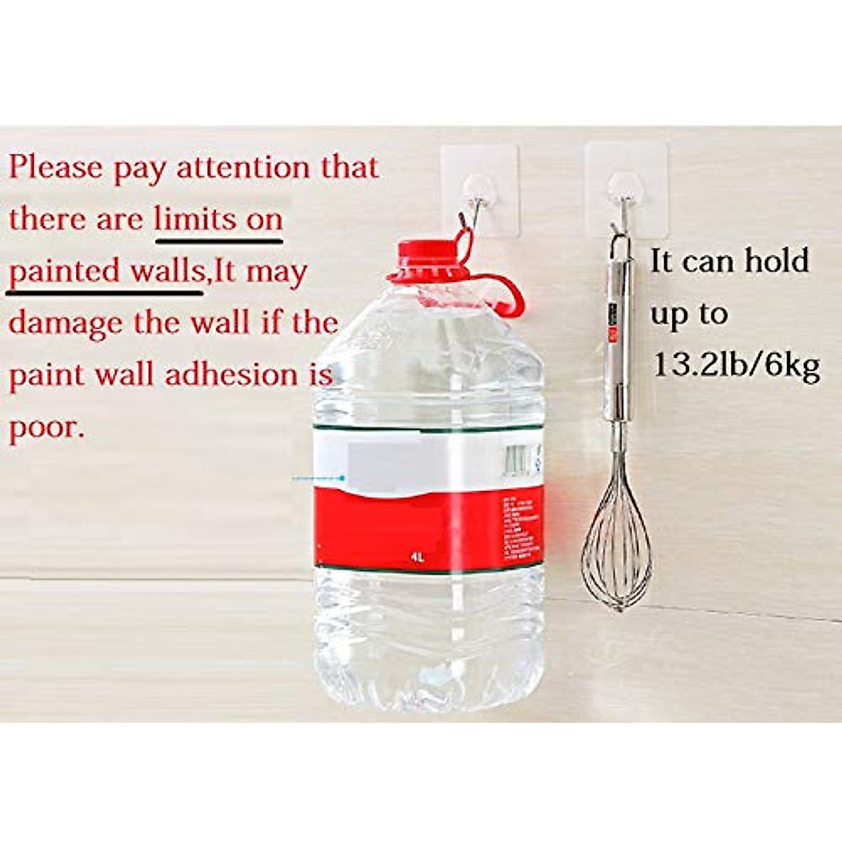 Fealkira Adhesive Wall Hooks 13.2lb(Max) Utility Stainless Steel Hook for Towel Bathrobe Coats,Bathroom Kitchen Waterproof and Oilproof Nail Free Transparent Heavy Duty Hook & Ceiling Hanger(10pcs)