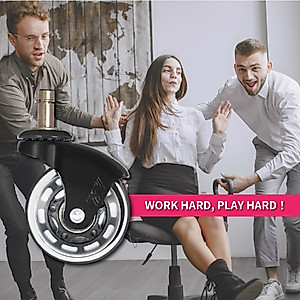 IKEA Office Chair Wheels Replacement for Hardwood Floor and Carpet, 10mm Stem Size, 2.5" Roller Blade Style, Replacement Rubber Chair Casters Set of 5 (Black/Clear)