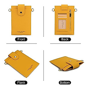 Eamom Small Cell Phone Wallet Purse Crossbody for Women Leather Slim Wallet Cellphone Crossbody Purse with Credit Card Slots (Yellow)