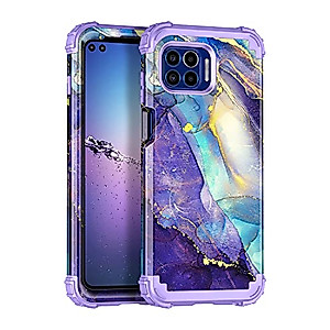 Rancase Compatible with Motorola Moto One 5G Case (2020),Moto G 5G Plus Case,Moto One 5G UW Case,Three Layer Heavy Duty Shockproof Protection Hard Plastic Bumper +Soft Silicone Rubber Case,Purple