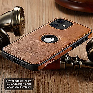 Casus Logo View Compatible with iPhone 12 Pro Max Case Slim Premium Vegan Leather Classic Luxury Elegant Thin Cover (2020) 6.7" (Brown)