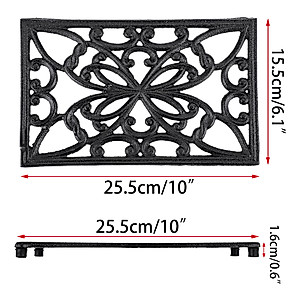 Sumnacon 2Pcs Rectangle 10 x 6.1 Inch Cast Iron Trivet - Rustic Heat Resistant Metal Trivet for Hot Dish Pot Pan Teapot, Vintage Sturdy Hot Plate Pad for Kitchen Dining Countertop Table