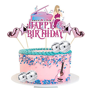 Music Cake Toppers Birthday Cake Decorations Pink Girl Birthday Party Decorations Disco Cake Topper