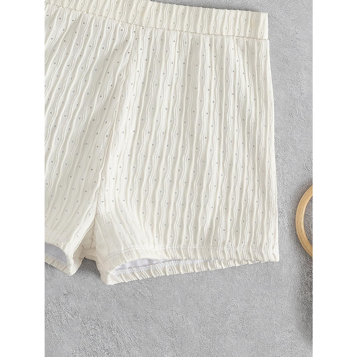 SOLY HUX Women's 2 Piece Swimsuits Halter Triangle Top with Shorts Bikini Set Bathing Suits Beige XL