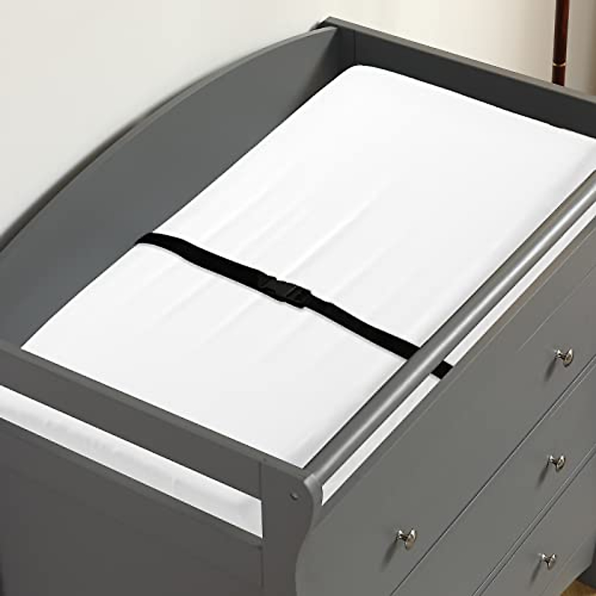 Karl home Changing Table Dresser Baby Diaper Changing Station Infant Nursing Table with 3 Drawers, Safety Rail & Strap for Bedroom, Nursery, Gray