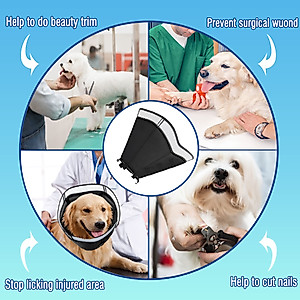 INKZOO Dog Cone Collar for After Surgery, Soft Pet Recovery Collar for Dogs and Cats, Adjustable Cone Collar Protective Collar for Large Medium Small Dogs Wound Healing (Black, Medium)