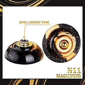 MAGICYOYO Dual Purpose Yoyo N11 - Responsive Yoyo for Kids 8-12 or Above & Unresponsive Yoyo for Advanced with Yoyo Glove + Bag + Unresponsive Bearing Kit + 12 Yoyo Strings -Black Golden