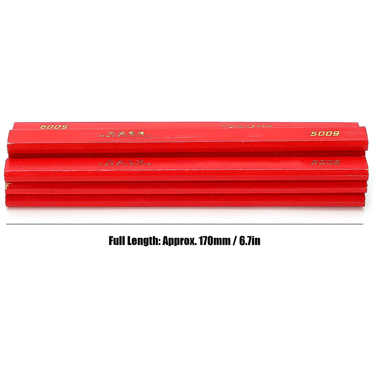 10pcs Carpenter Pencils Builders 170mm Octagonal Red Woodworking Pencils Woodworking Marking Tool