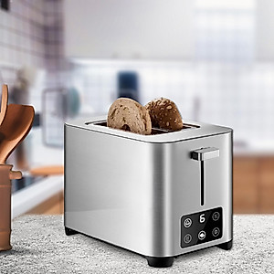 Bread Toaster 2 Slice w/LED Display & 6 Browning Setting - Full Touch Screen Toaster Oven - Stainless Steel Toaster Touchscreen - Fast Digital Toaster Oven with 2 Slice Toaster for Bagels & Breads