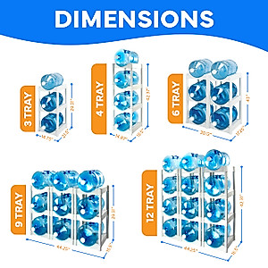 Bottle Buddy Water Bottle Storage Rack 6 Tray - Plastic Water Bottle Organizer for Three to Five Gallon Bottle Storage – Customizable Water Gallon Holder for Easy Storage and Organization