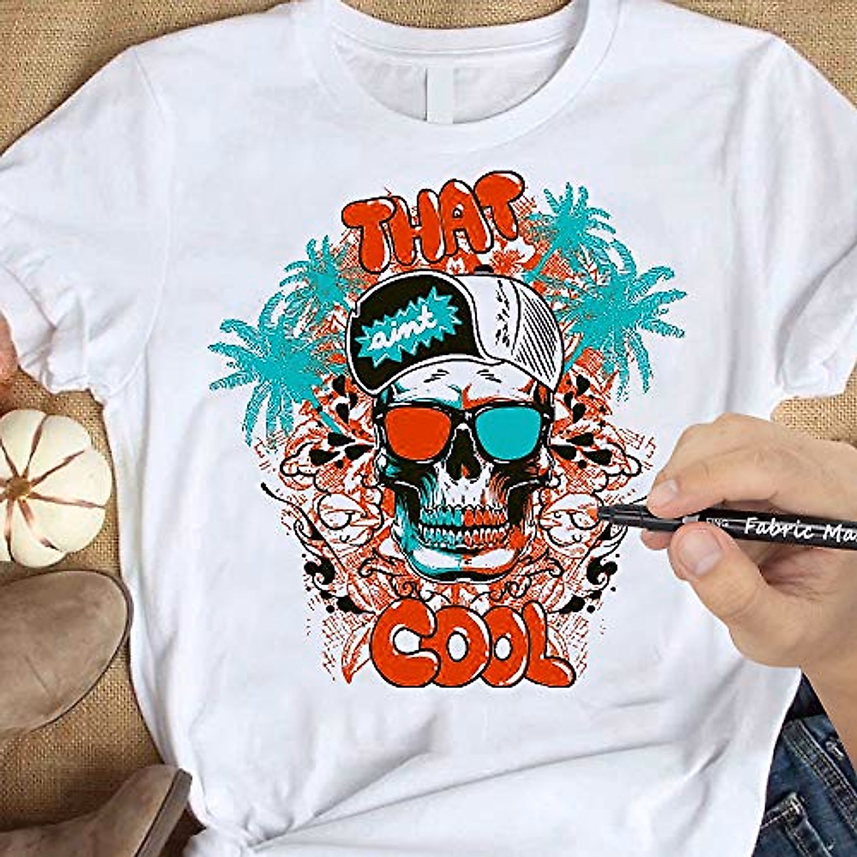 JR.WHITE Fabric Markers Permanent for T Shirts Baby Clothes Onesies Bibs White Pillow Canvas Tote Bags Clothing - No Bleed - Fine Tip - Child Safe & Non Toxic Fabric Paint Pens Set of 24 Colors