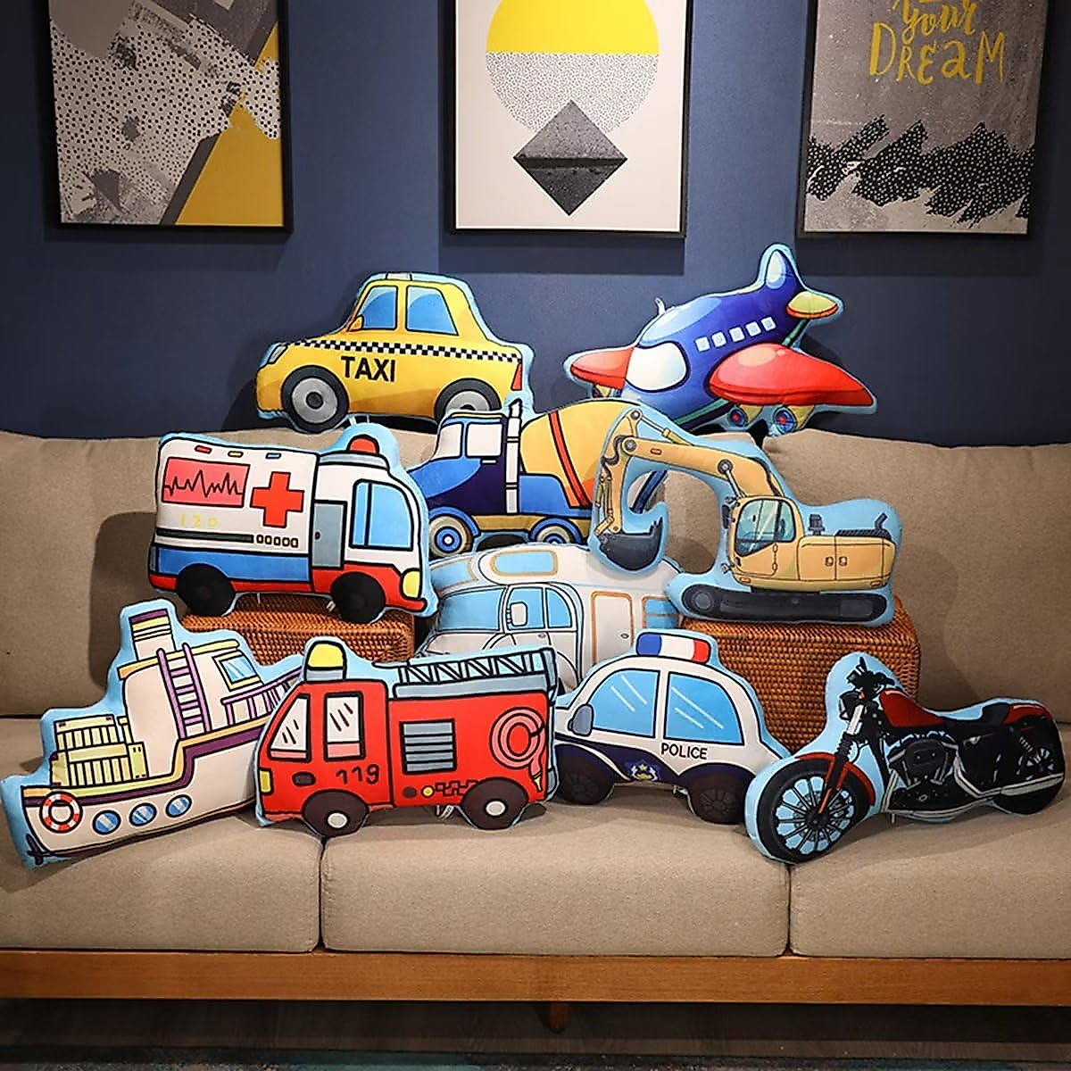 XItbyja 3D Vehicle Shaped Pillow Truck Stuffed Animal Stuffed Car Truck Plush Pillow Cute Car Plush Pillow Decorative Throw Pillows Cushion for Bed Sofa Car Couch Decor Agitator Truck