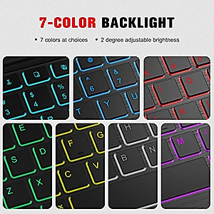 Fintie Keyboard Case for iPad 9th / 8th / 7th Generation (2021/2020/2019) 10.2 Inch, Soft TPU Back Cover with Magnetically Detachable Bluetooth Keyboard & Pencil Holder, 7 Color Backlight, Composition