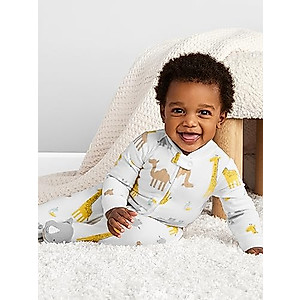 Simple Joys by Carter's Baby Boys' 2-Pack Fleece Footed Sleep and Play, Blue Alligator/White Giraffe, 3-6 Months