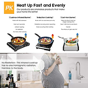 Cusimax Portable Electric Stove, 1200W Infrared Single Burner Heat-up In Seconds, 7 Inch Ceramic Glass Single Hot Plate Cooktop for Dorm Office Home Camp, Compatible w/All Cookware - Upgraded Version