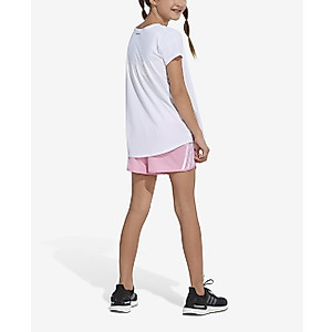 adidas Girls' Stripe Mesh Shorts, Light Pink, Large