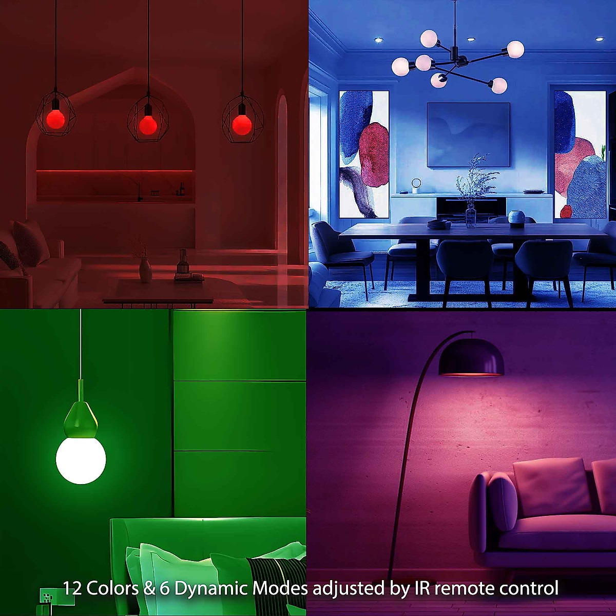 ILC G25 LED Globe Light Bulbs 6W, Remote Control Color Changing, 60W Equivatlent, Color Temprature: 4000K Natural White, CRI>95+, E26 Base, for Vanity Makeup Mirror, Bathroom (6 Pack)