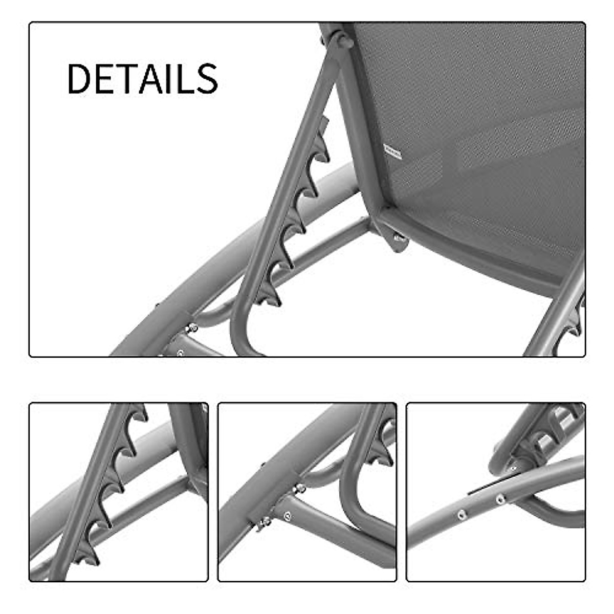 2 PC Outdoor Patio Adjustable Chaise Lounge Set,Backrest Sun Recliner Chair Lounger with Lightweight Frame for Beach Pool and Yard