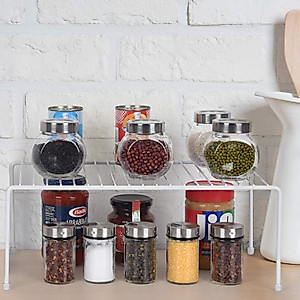 yaenoei Kitchen Storage Shelf Rack w/Plastic Feet - Medium - Steel Metal - Rust Resistant Finish - Cups, Dishes, Cabinet & Pantry Organization - Kitchen 2 Pack (Bronze)