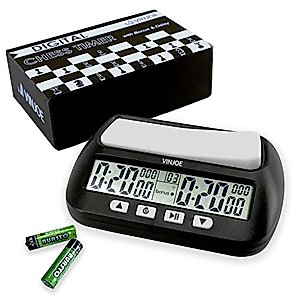 VINJOE Chess Clock Digital Chess Timer, Portable Digital Chess Clock & Game Timer for Board Games with Basic, Bonus, Delay and Positive Time Features Best Gifts for Christmas(Include Battery)