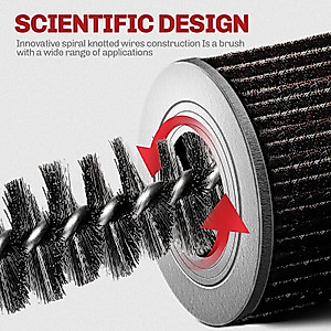 Columpro 6PCS 304 Stainless Steel Bore Brush Copper Pipe Cleaner, Twisted Wire Drill Brush,1/4 Inch Hex Shank S2 Steel Handle, for Power Drill Plumbing Tools