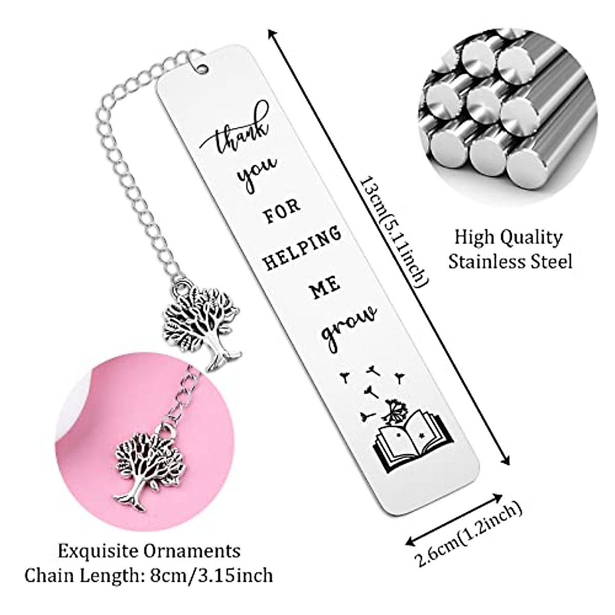 Teacher Thank You Gifts Bookmark, Graduation Teacher Appreciation Gifts Metal Bookmarks for Women Men Christmas Back to School End of Year 2023 Retirement Gifts for Teacher from Student