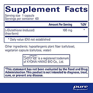 Pure Encapsulations Reduced Glutathione | Hypoallergenic Antioxidant Supplement to Support Liver and Cell Health* | 60 Capsules