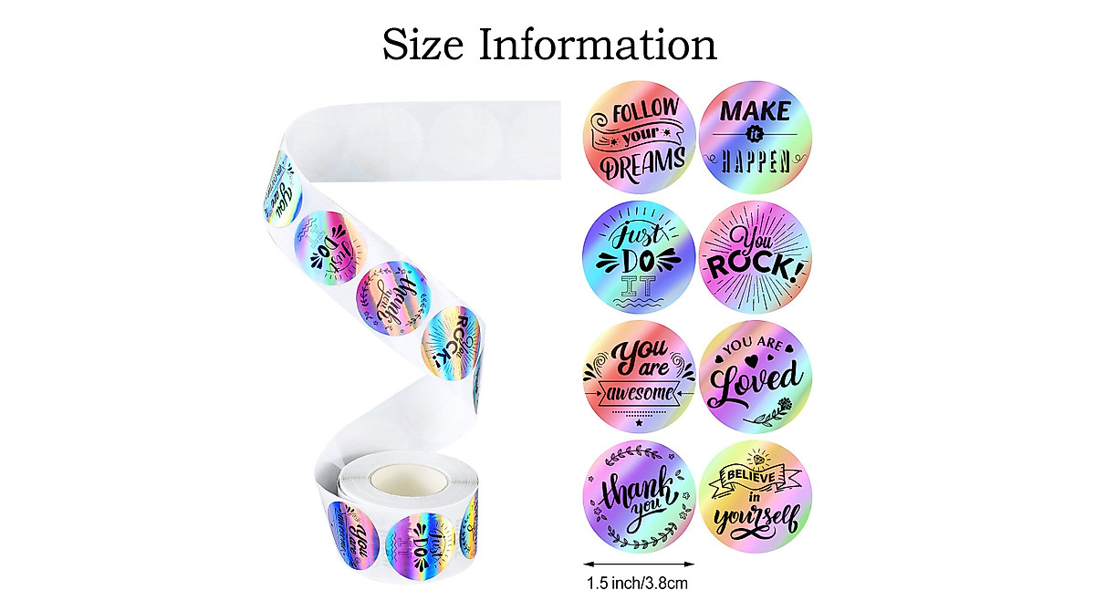 Zonon Motivational Stickers Pack - 500 Holographic Quotes for Kids & Adults