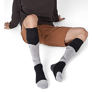 CS CELERSPORT 2 Pack Merino Wool Men's Ski Socks with Full Cushion, Winter Warm Thermal Socks for Skiing Snowboarding, Black + Navy Blue, X-Large