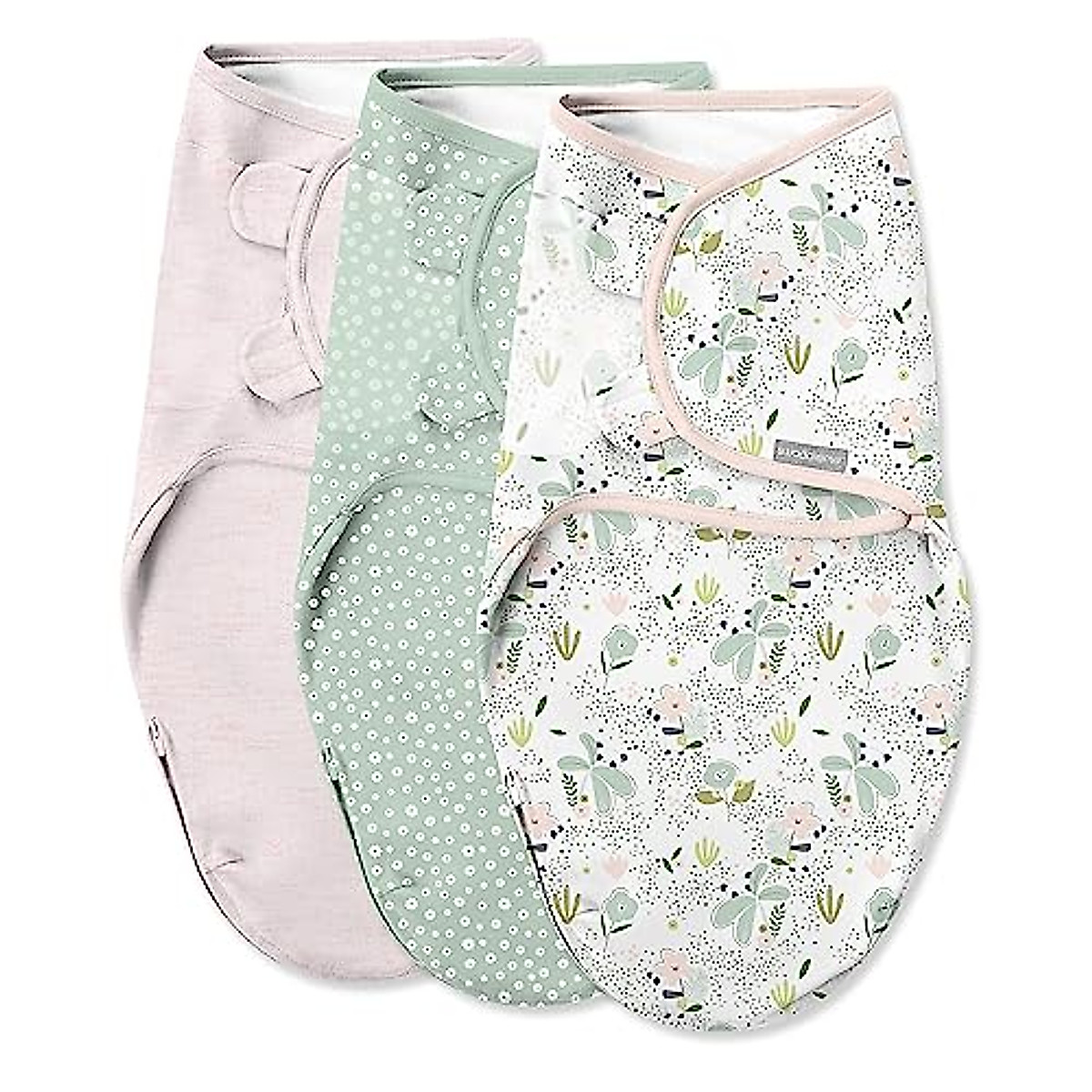 SwaddleMe by Ingenuity Easy Change Swaddle in Size Small/Medium, For Ages 0-3 Months, 7-14 Pounds, Up to 26 Inches Long, 3-Pack Baby Swaddle with Easy Change Zipper