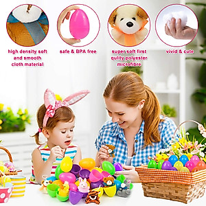 Evoio 16 Pack Easter Eggs with Plush Animals, Easter Eggs Filled with Mini Stuffed Animal Plush Toys for Kids, Toddler, Easter Egg Hunts, Basket Stuffers, Easter Party Favor Classroom Prize