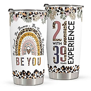 Macorner 60th Birthday Gifts for Women - Stainless Steel Tumbler 20oz - 60 Years Old Birthday Gifts for Women - Gifts for Women Bestie Friends Sister Coworker Mom Wife 21 With 39 Years Experience Gift