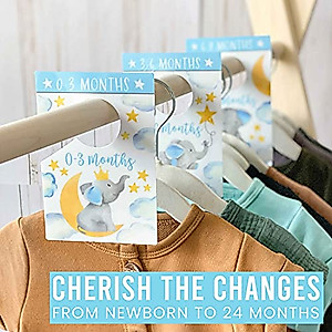 6 Baby Closet Size Dividers Boy - Elephant Baby Closet Dividers by Month, Baby Closet Organizer for Nursery Organization, Baby Essentials for Newborn Essentials Baby Boy, Nursery Closet Dividers Boy