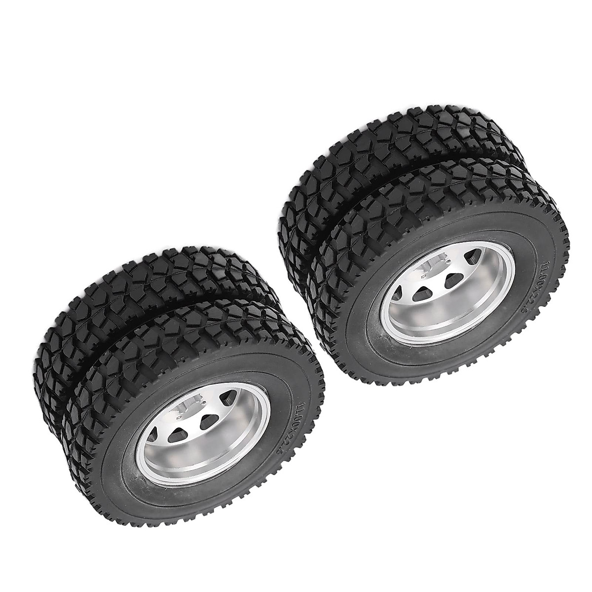 RC Car Rear Rubber Loader Wheels,Durable Metal Alloy Rear Wheel Hub Rims Hub Upgrade Spare Parts Accessory for 1/14 RC Trailer (Silver)