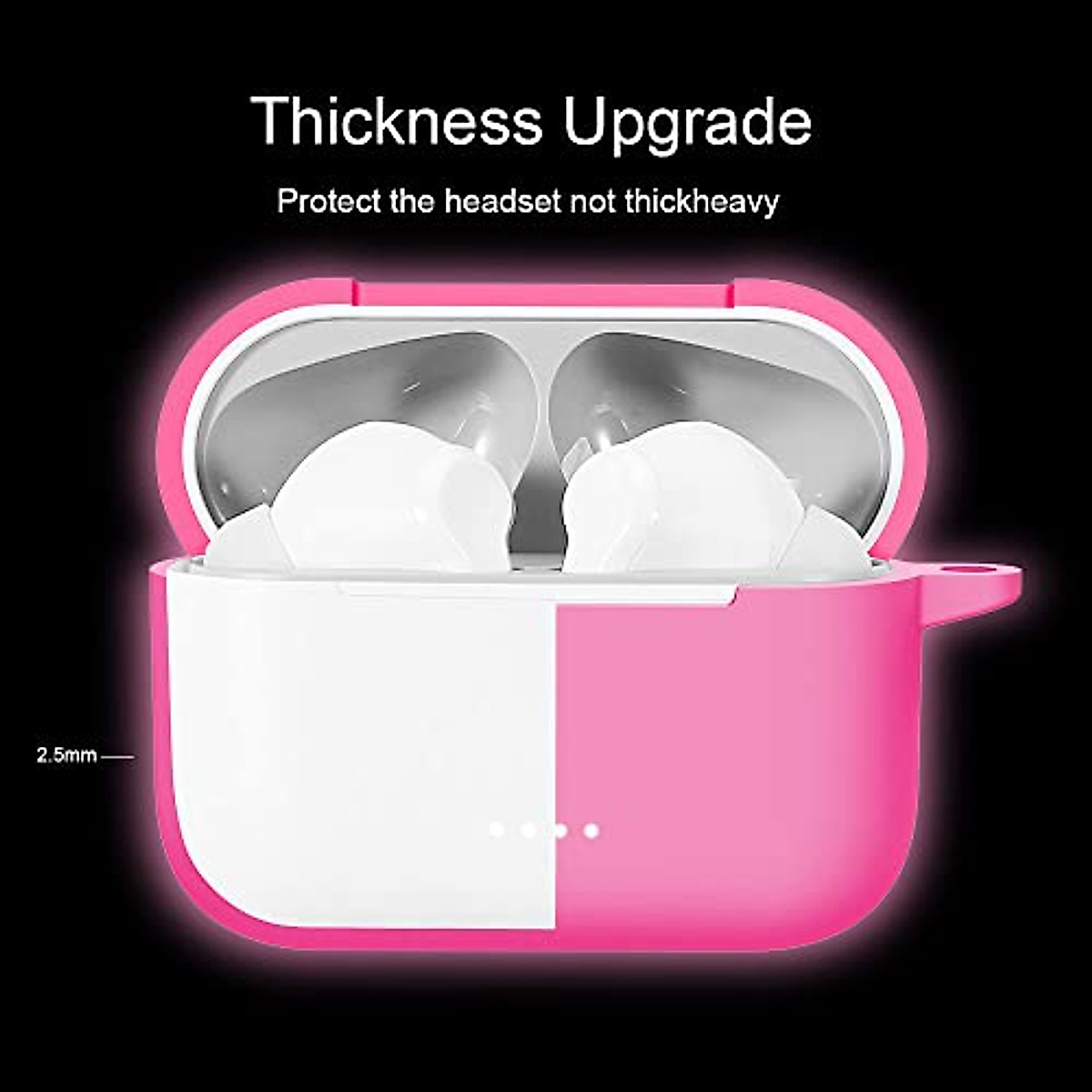 LEFXMOPHY Pink Case Replacement for TOZO NC2, Silicone Heavy Duty Skin Carrying Protective Cover Glow in Dark