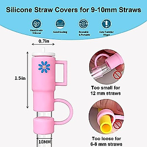 6Pcs Straw Covers Cap Fitting for Stanley Cup,10mm Silicone Straw Topper Compatible for Stanley 30&40 Oz Tumbler with Handle, Straw Caps Reusable Straw Tip Cover Suited for Stanley Cup Accessories