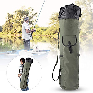 Flbirret Nylon Fishing Tackle Storage Bag w/Reversible Zipper, Portable Durable Multifunction Reversible Zipper Outdoor Rod Tools