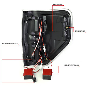 DNA MOTORING TL-F15009-LED-BK-CL LED Tail Light Assembly Driver & Passenger Side [Compatible with 09-14 Ford F150]