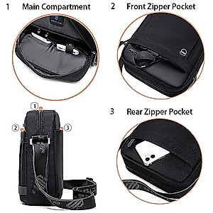 Aisinivo Messenger Bag Shoulder Bags Man Purses and Bags Small Crossbody Bags for Men Travel Bag (Deep black)